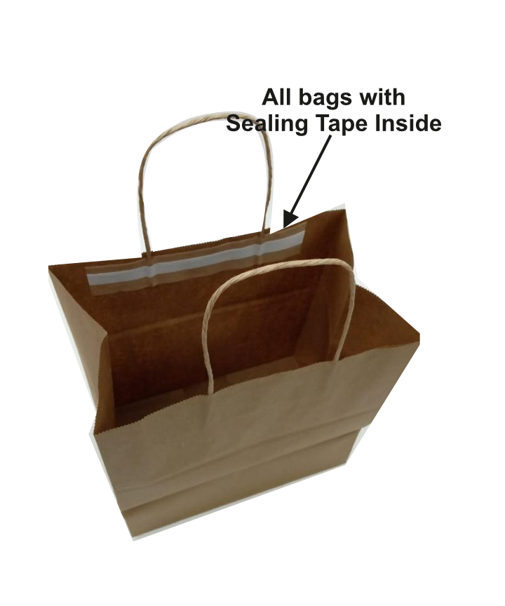 [CTC116] Paper Carry Bags With Secure Sealing Tape - 12" x 7" x 14" (1 ...